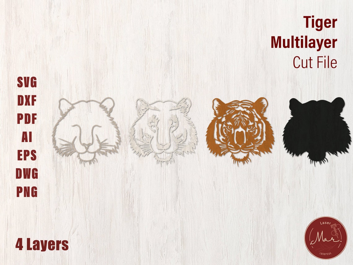 Multilayer Tiger Head Laser Cut File 3D Tiger Mandala Layered Dxf ...