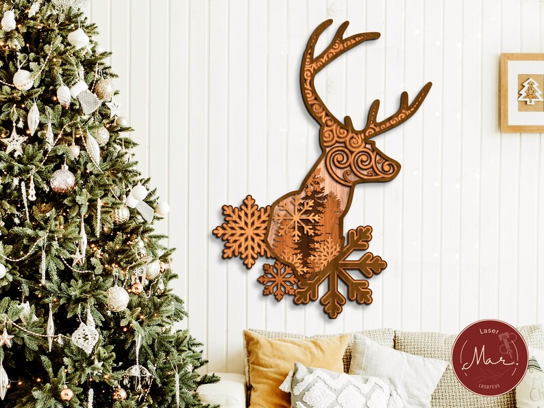 Christmas Deer Laser Cut 3D File SVG Instant Download Vector - Etsy
