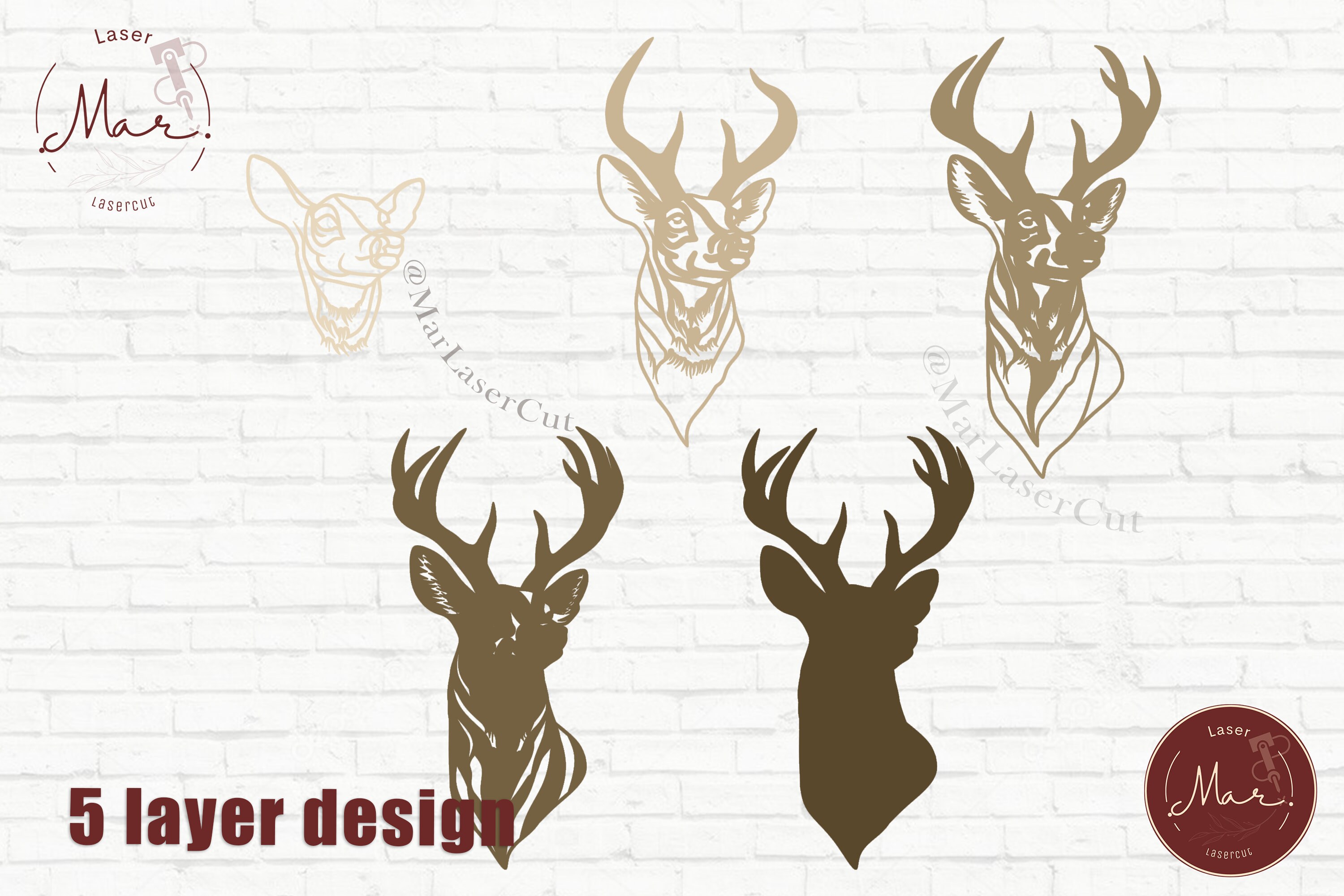 Multilayer Mountain Deer Laser Cut File Deer 3D Laser File SVG Layered ...