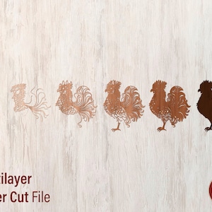Multilayer Rooster - Chicken Laser Cut File 3D Layered Rooster Layered ...