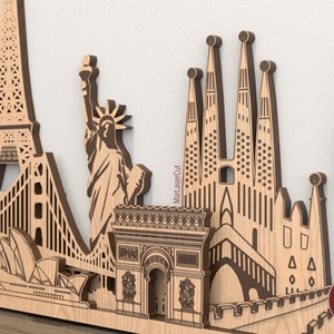 Multilayer World Landmarks Laser Cut File 3D Layered World Monuments ...