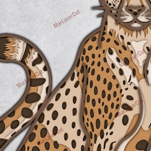 Multilayer Cheetah Laser Cut File 3D Layered Safari Laser Cut Dxf Dwg ...