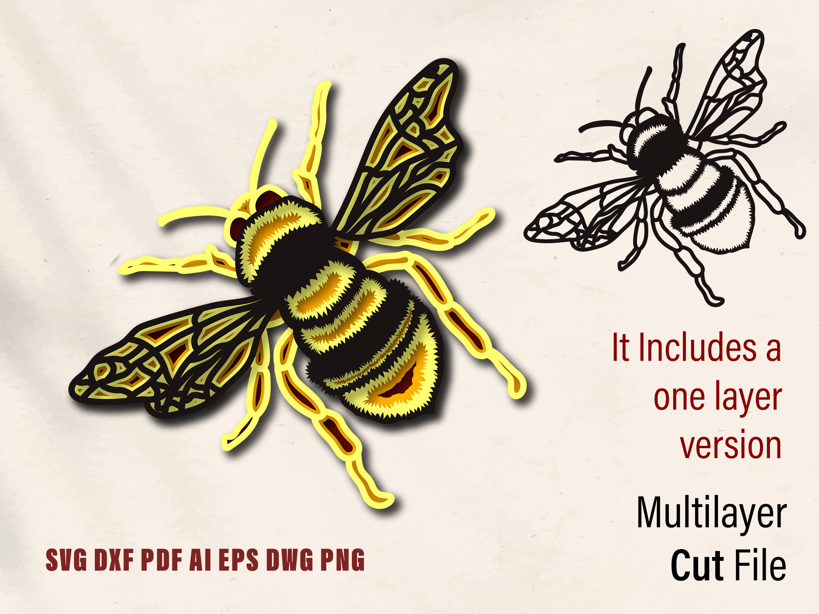 Layered Bee Laser Cut File Bee SVG 3D Instant Download Multi - Etsy UK