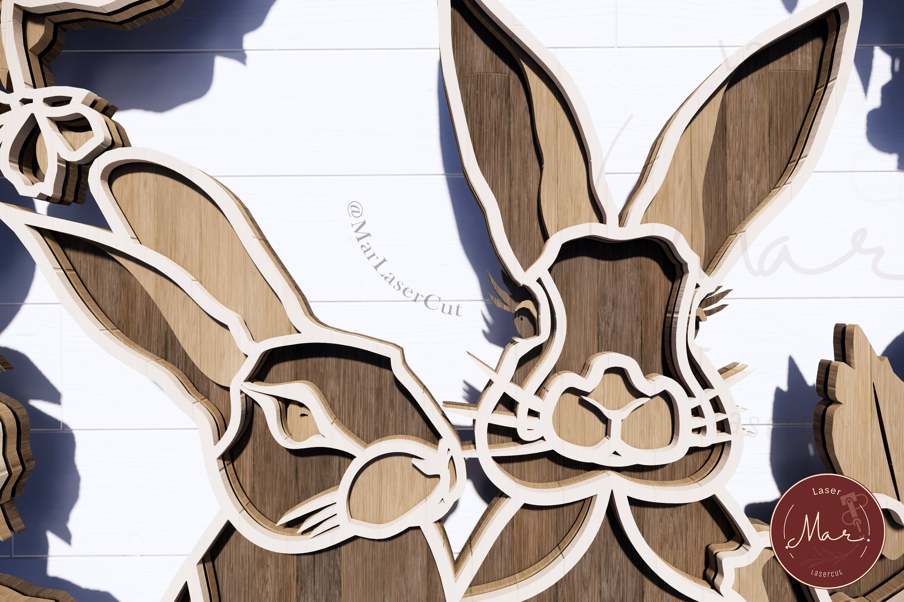 Multilayer Easter Bunnies Laser Cut 3D File SVG for Instant - Etsy