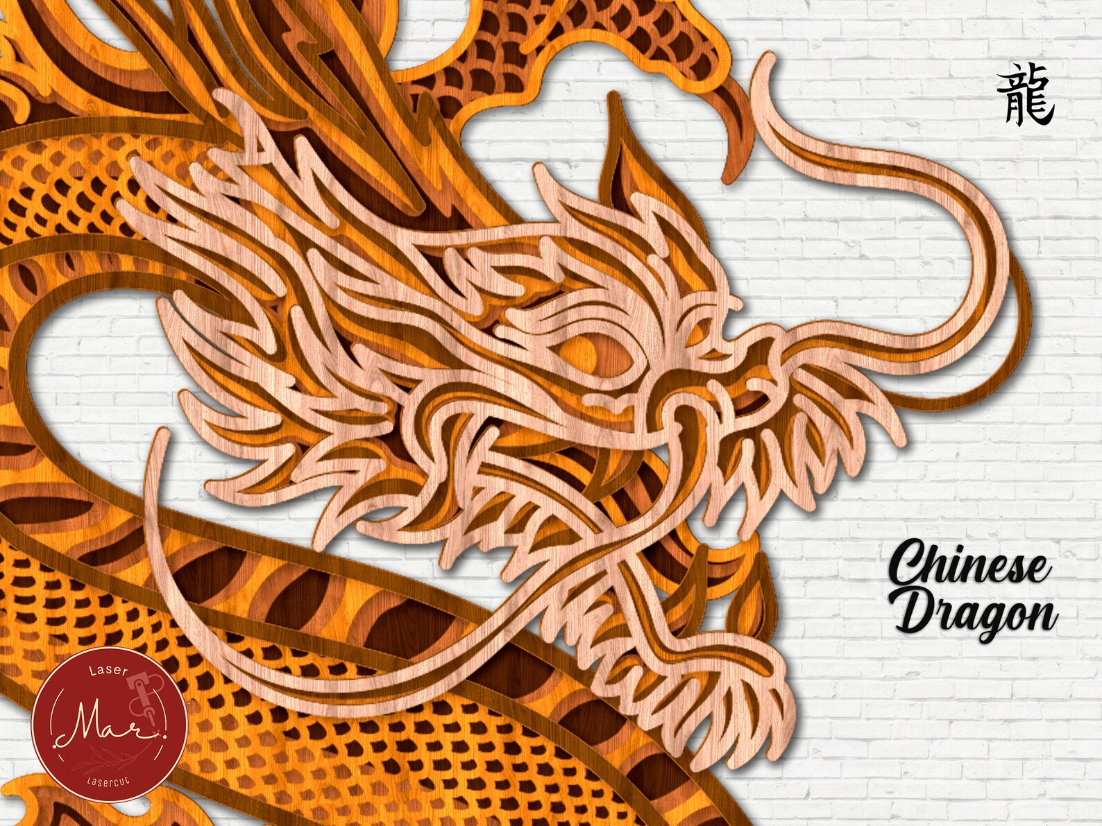 Multilayer Chinese Dragon Laser Cut File SVG Laser Cutting Dragon DXF ...
