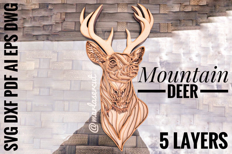 Multilayer Mountain Deer Laser Cut File Deer 3D Laser File SVG Layered ...