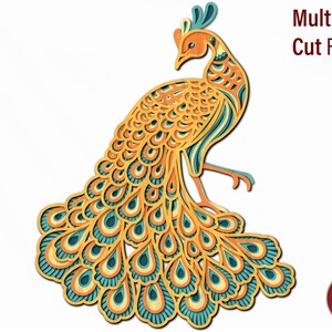 Multilayer Peacock Laser Cut File 3D Layered Peacock Layered Dxf Dwg ...