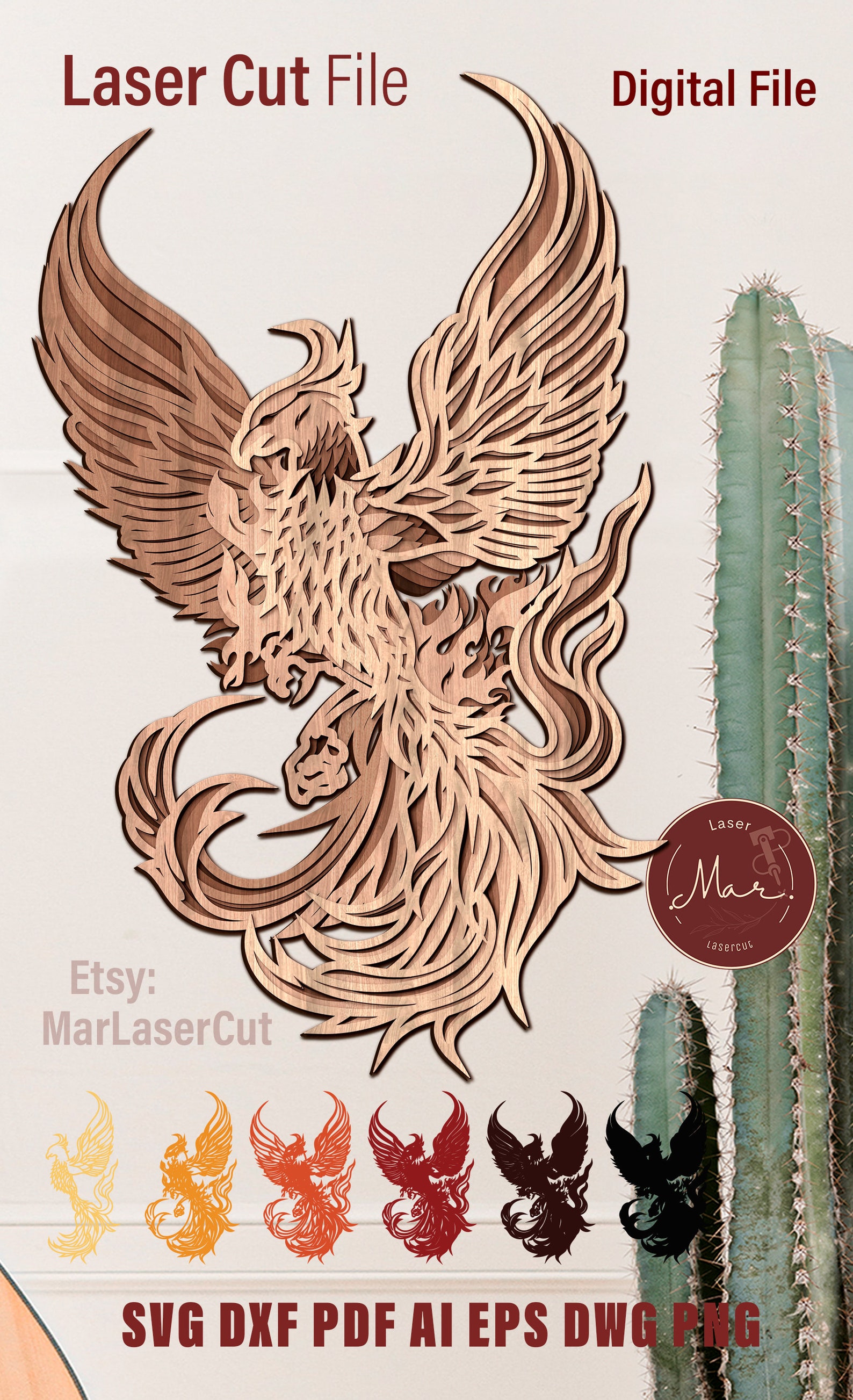 Multilayer Phoenix Laser Cut File 3D Layered Phoenix Paper Cut SVG ...