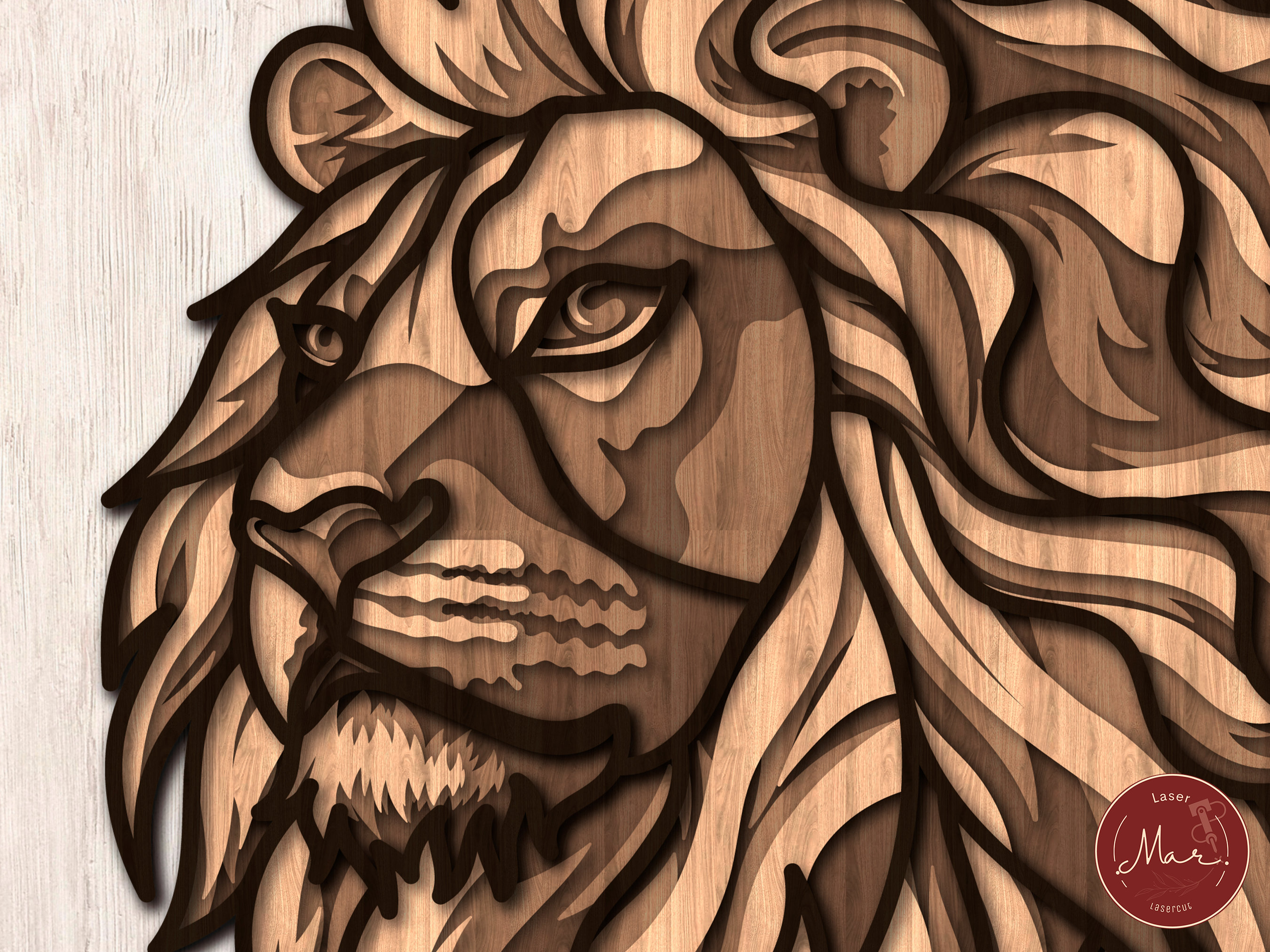 Multilayer Lion Laser Cut File 3D Layered Safari Laser Cut Dxf Dwg Lion ...