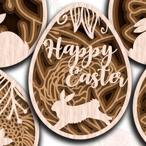 Easter Bunny Laser Cut Multi Layered Easter Laser Cut File SVG Happy ...