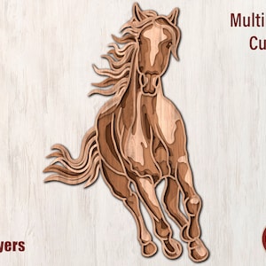 Multilayer Horse Running Laser Cut File 3D Layered Horse Layered Dxf ...
