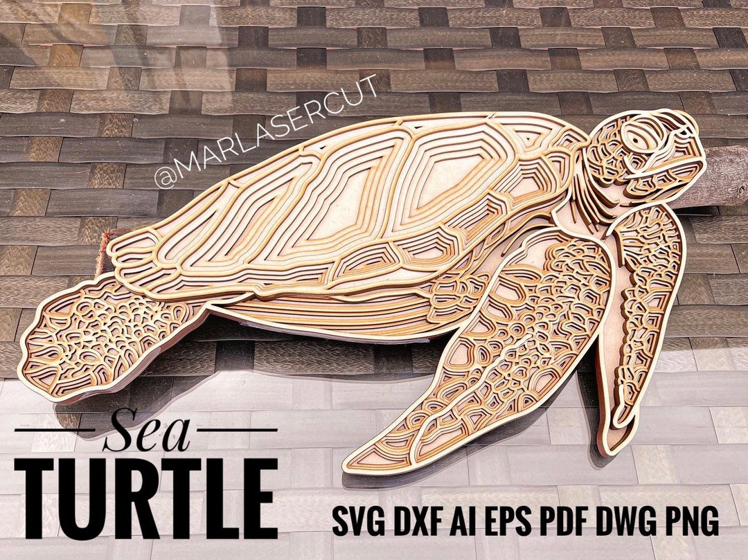 Layered Sea Turtle Laser Cut 3D File SVG Instant Download Vector ...