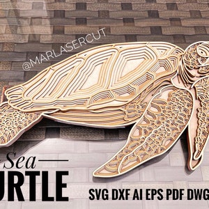 Layered Sea Turtle Laser Cut 3D File SVG Instant Download Vector ...