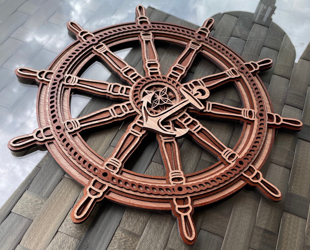 Multilayer Ship Wheel Laser Cut File Ship Wheel SVG Boat Layer Laser ...