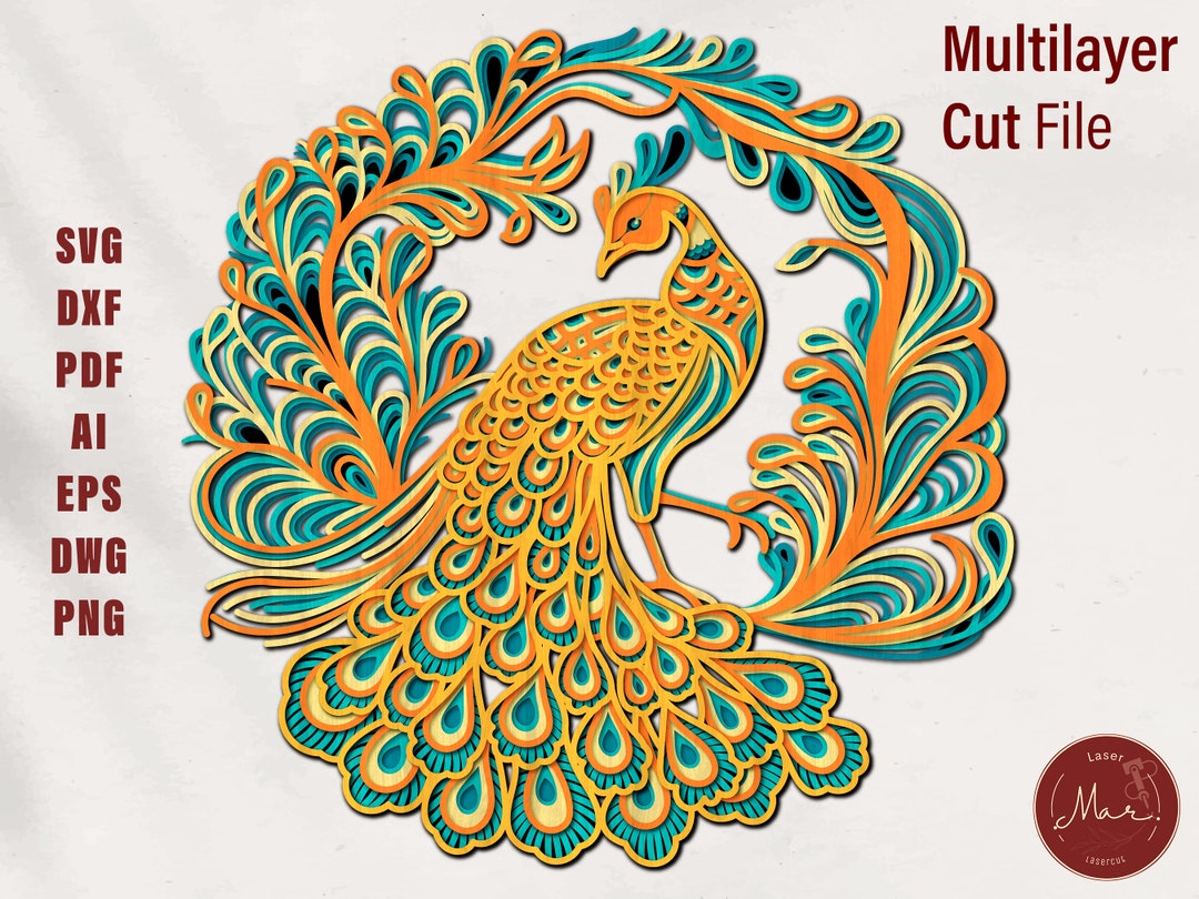 Multilayer Peacock Laser Cut File 3D Layered Peacock Layered - Etsy