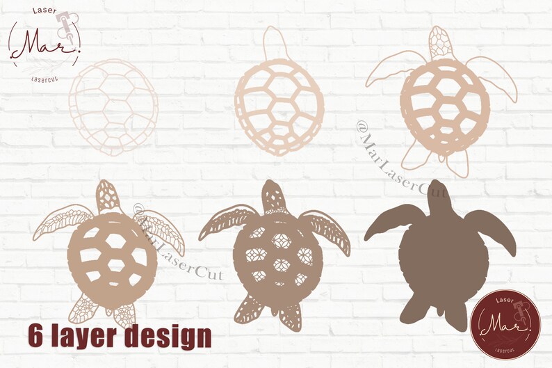Sea Turtle Laser Cut File Multilayer SVG Instant Download - Etsy