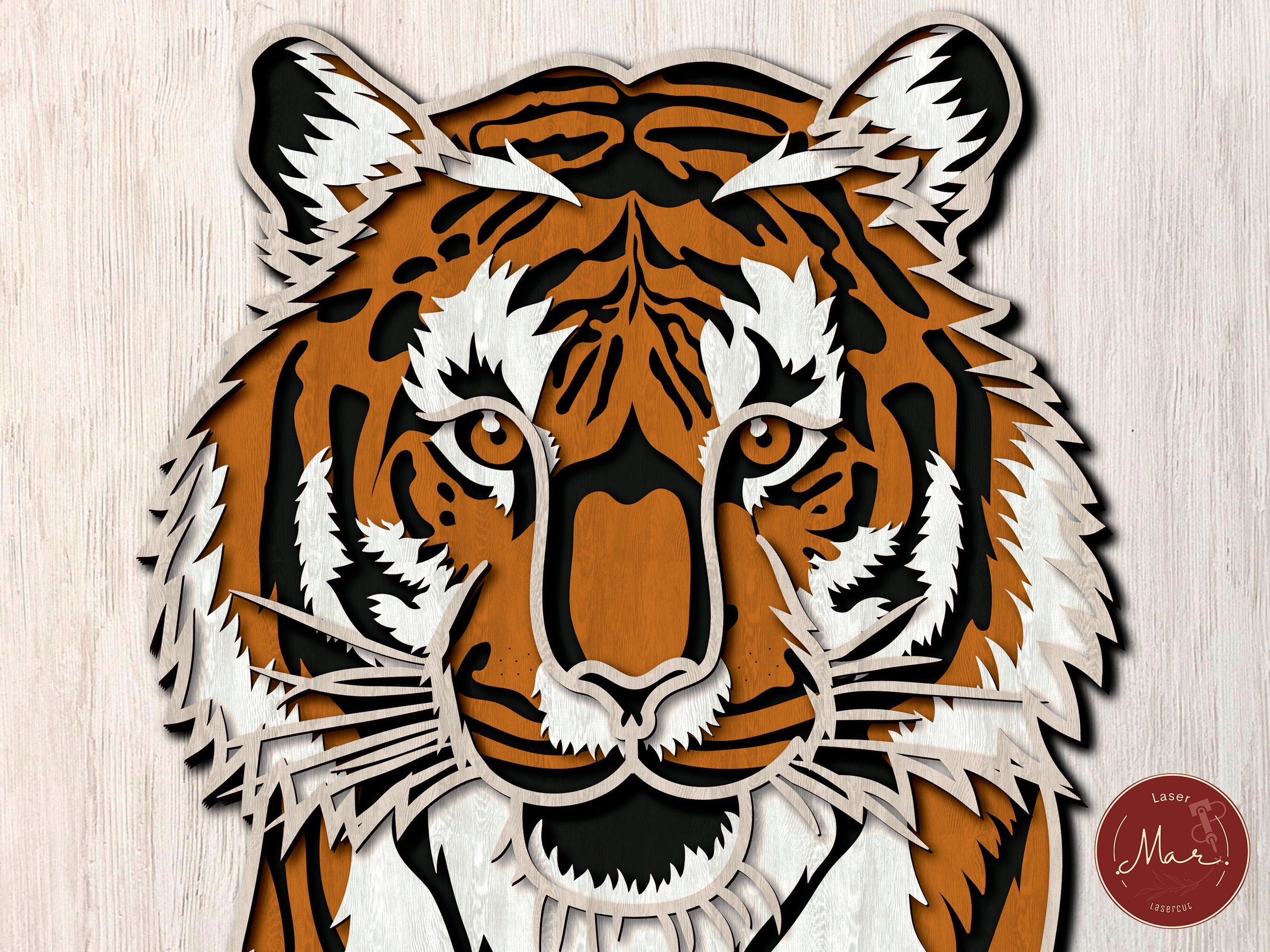 Multilayer Tiger Laser Cut File 3D Tiger Mandala Layered Dxf Dwg ...