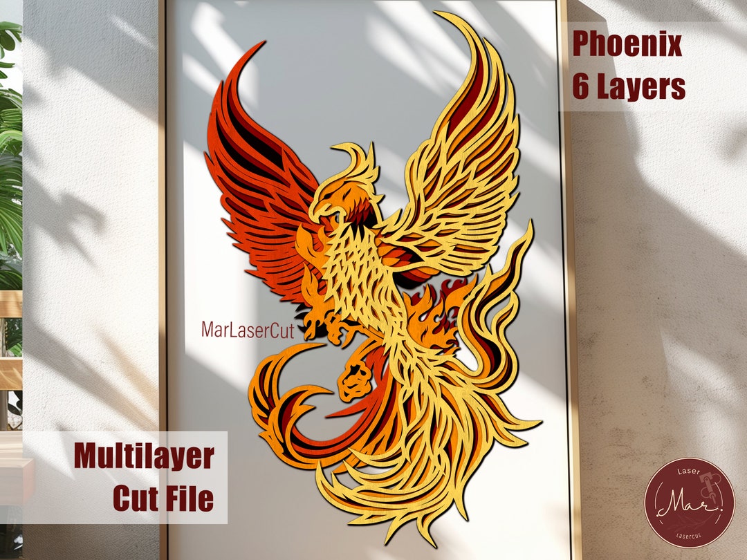 Multilayer Phoenix Laser Cut File 3D Layered Phoenix Paper Cut SVG ...