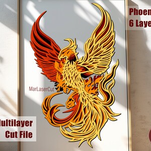 Multilayer Phoenix Laser Cut File 3D Layered Phoenix Paper Cut SVG ...
