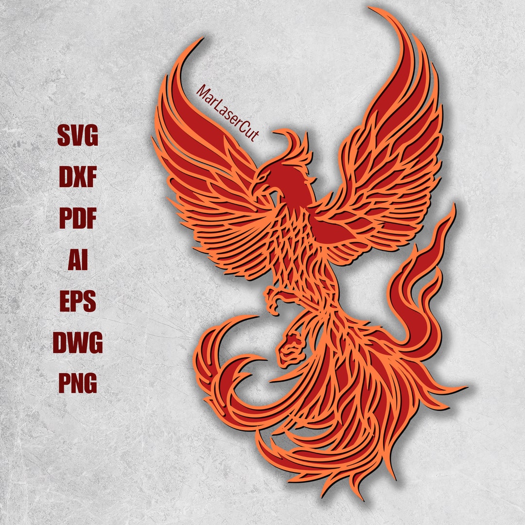 Multilayer Phoenix Laser Cut File 3D Layered Phoenix Paper Cut SVG ...