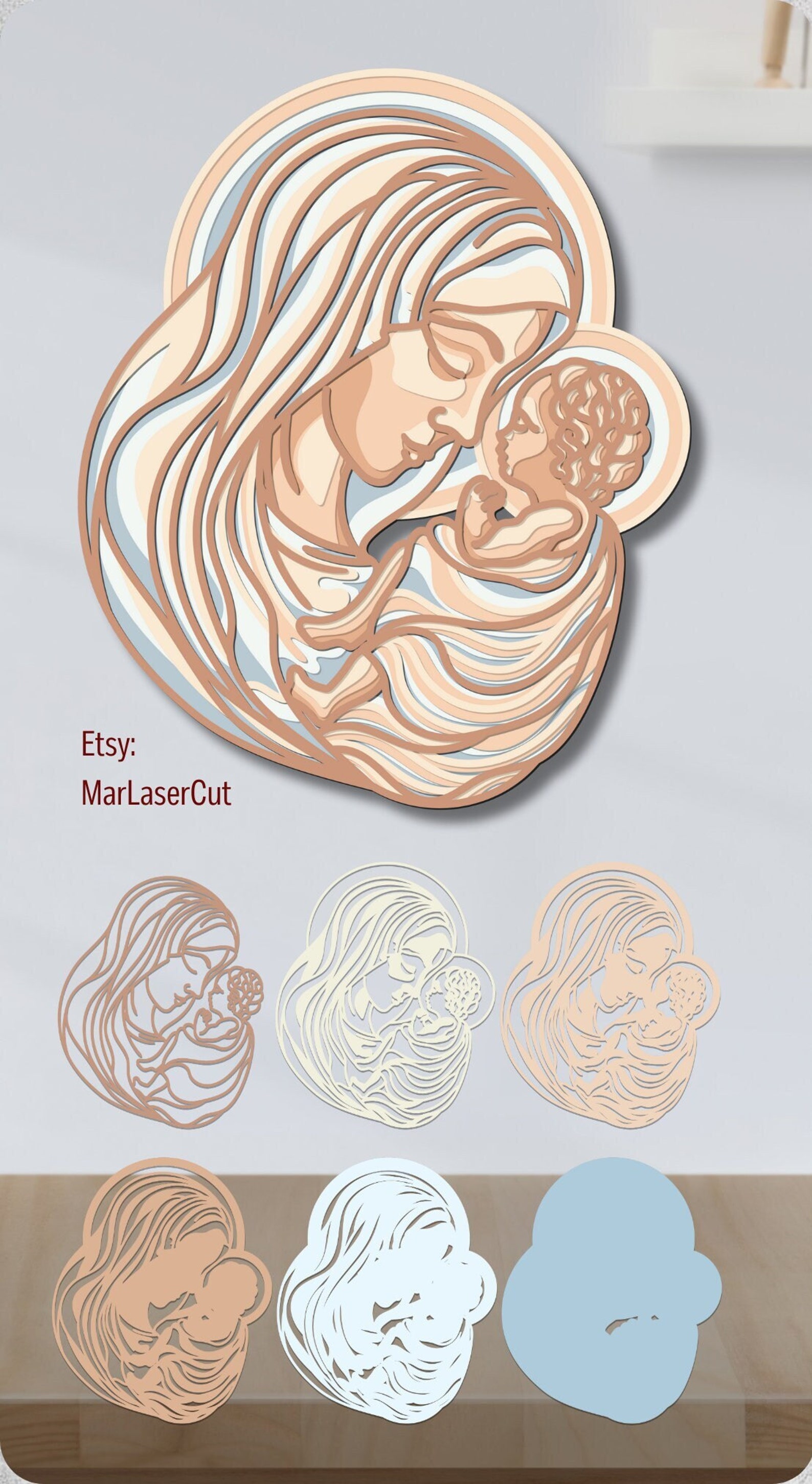 Multilayer Virgin Mary Laser Cut File Layered Virgin SVG Paper Cut ...