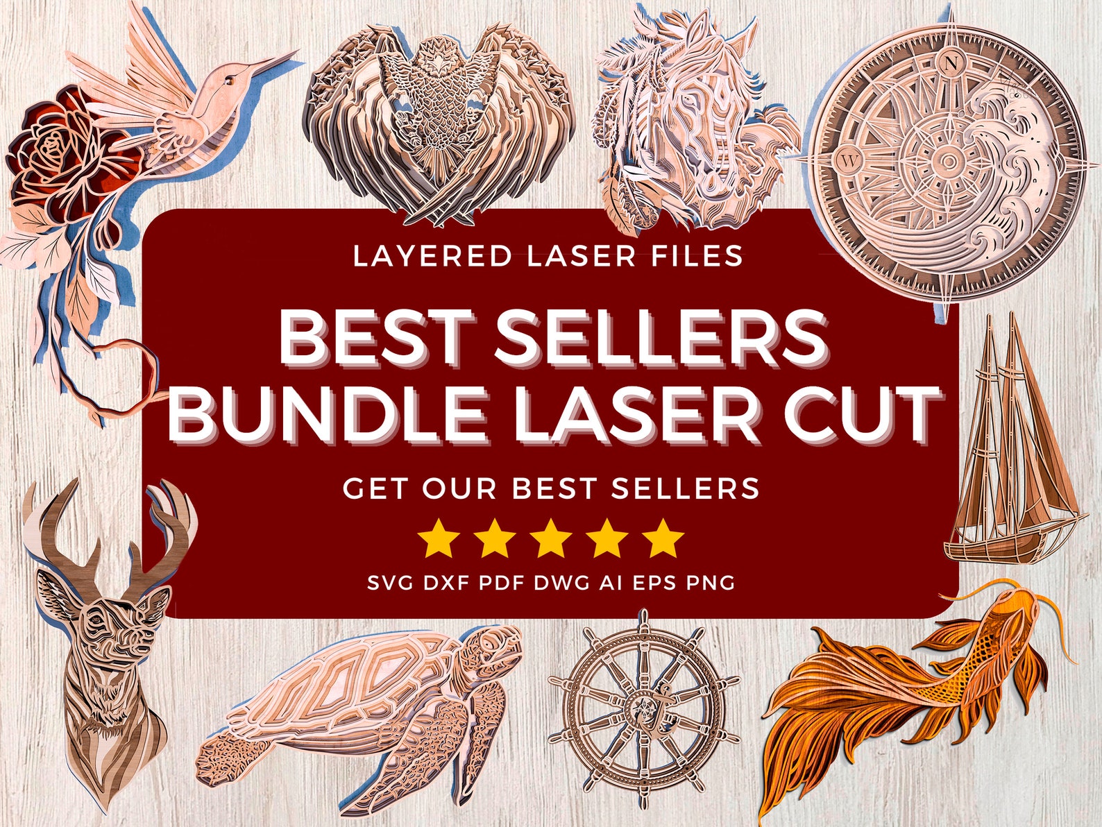 Multi Layer Laser Cut Bundle Layered Laser Cut File Bundle SVG ...