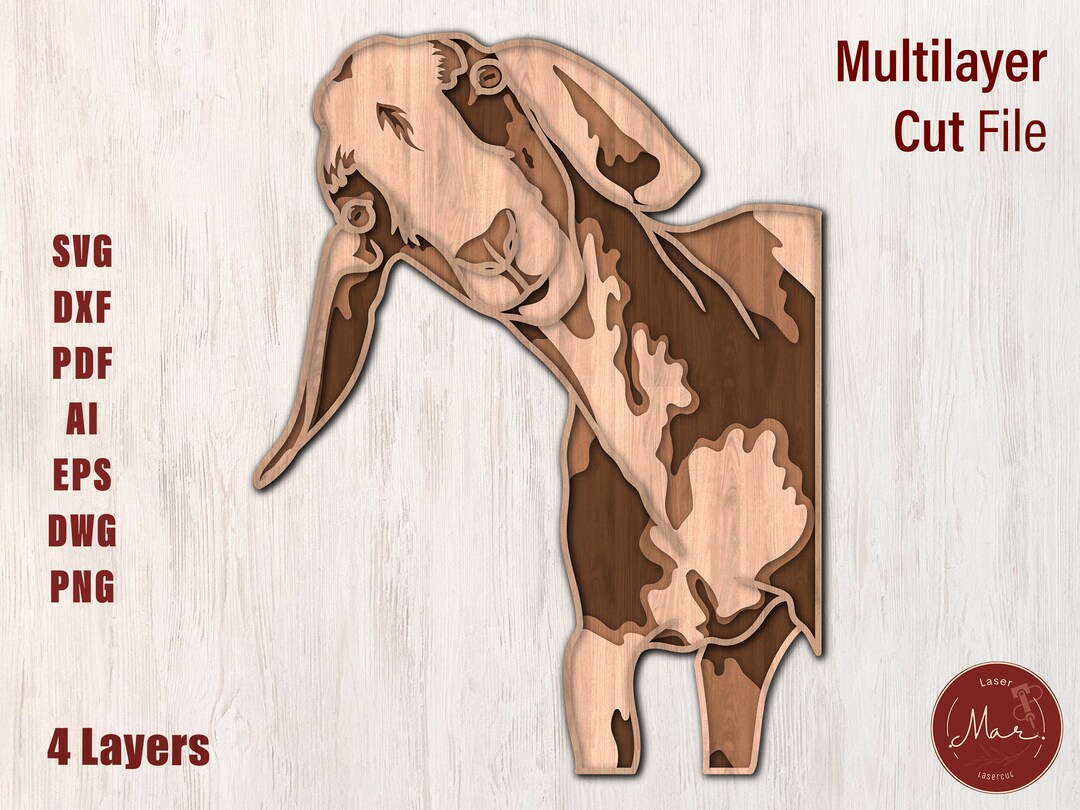 Multilayer Goat Peeking Laser Cut File 3D Layered Goat Layered Dxf Dwg ...