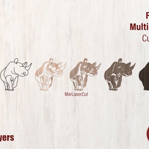 Multilayer Rhino Laser Cut File 3D Layered Rhinoceros Layered Dxf Dwg ...