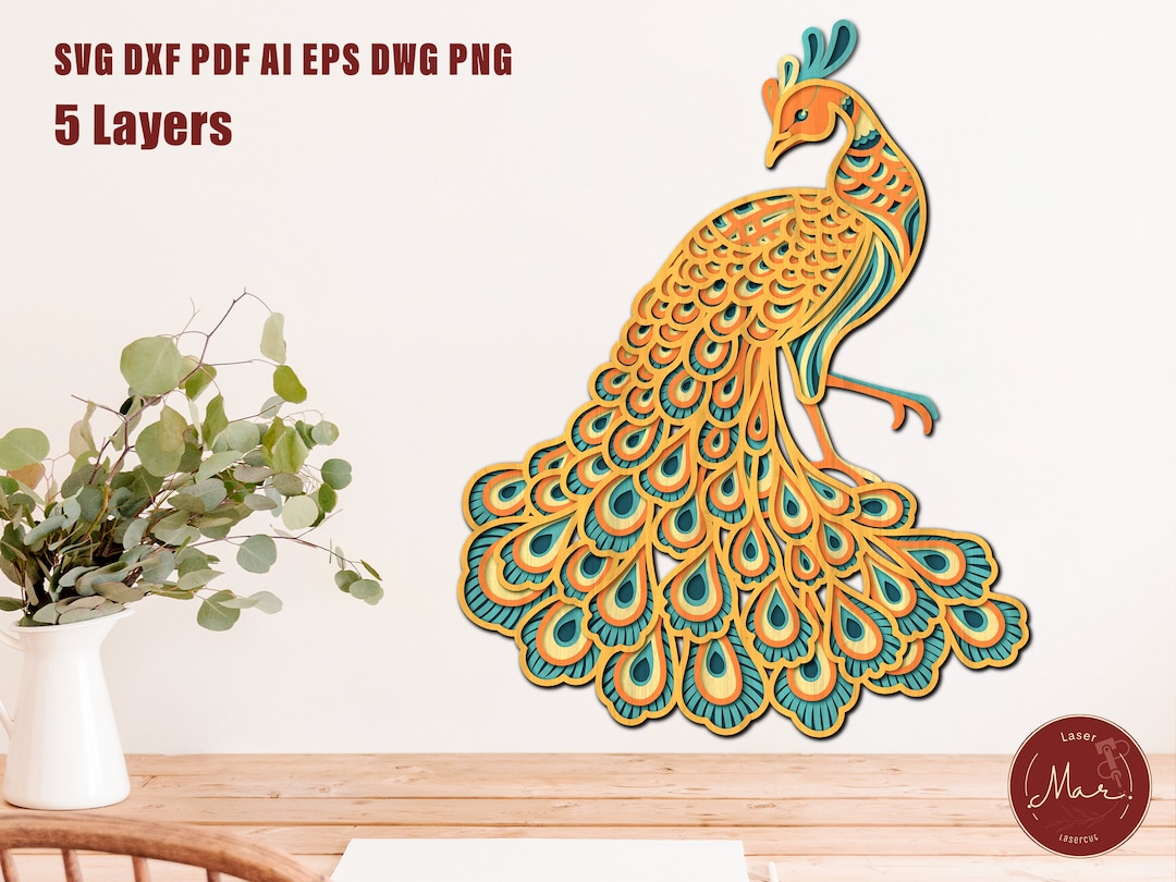 Multilayer Peacock Laser Cut File 3D Layered Peacock Layered - Etsy