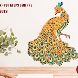 Multilayer Peacock Laser Cut File 3D Layered Peacock Layered Dxf Dwg ...
