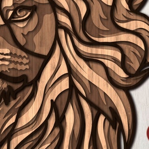 Multilayer Lion Laser Cut File 3D Layered Safari Laser Cut Dxf Dwg Lion ...