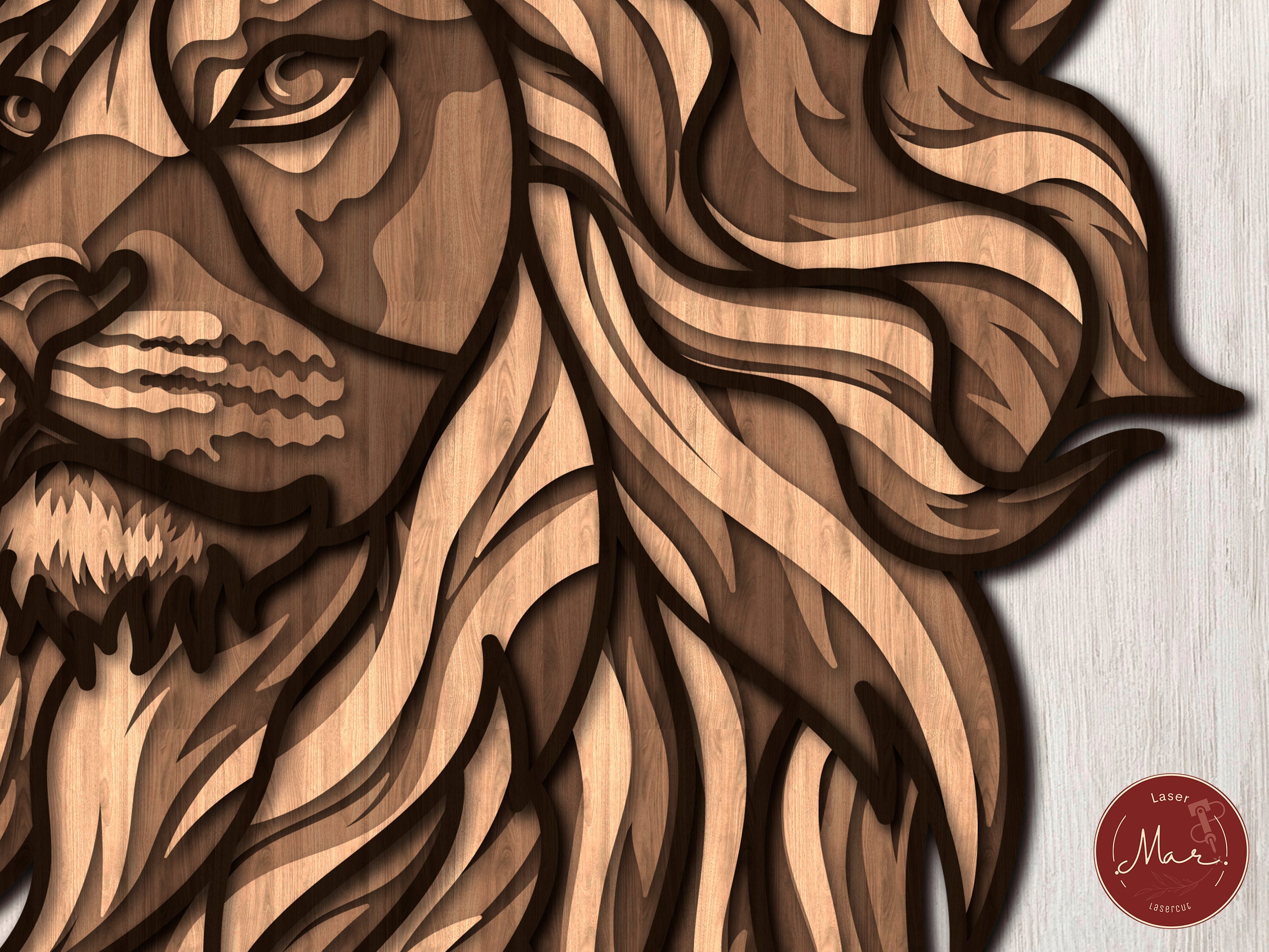 Multilayer Lion Laser Cut File 3D Layered Safari Laser Cut Dxf Dwg Lion ...