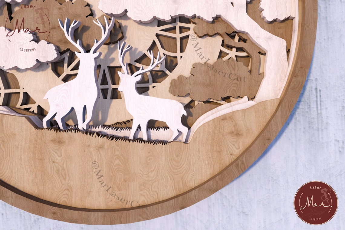 Deer With Sun Laser Cut 3D File SVG Instant Download Vector - Etsy