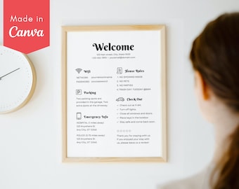 1 Page Airbnb Welcome Sign Template Welcome Guide Airbnb Airbnb Rental ...