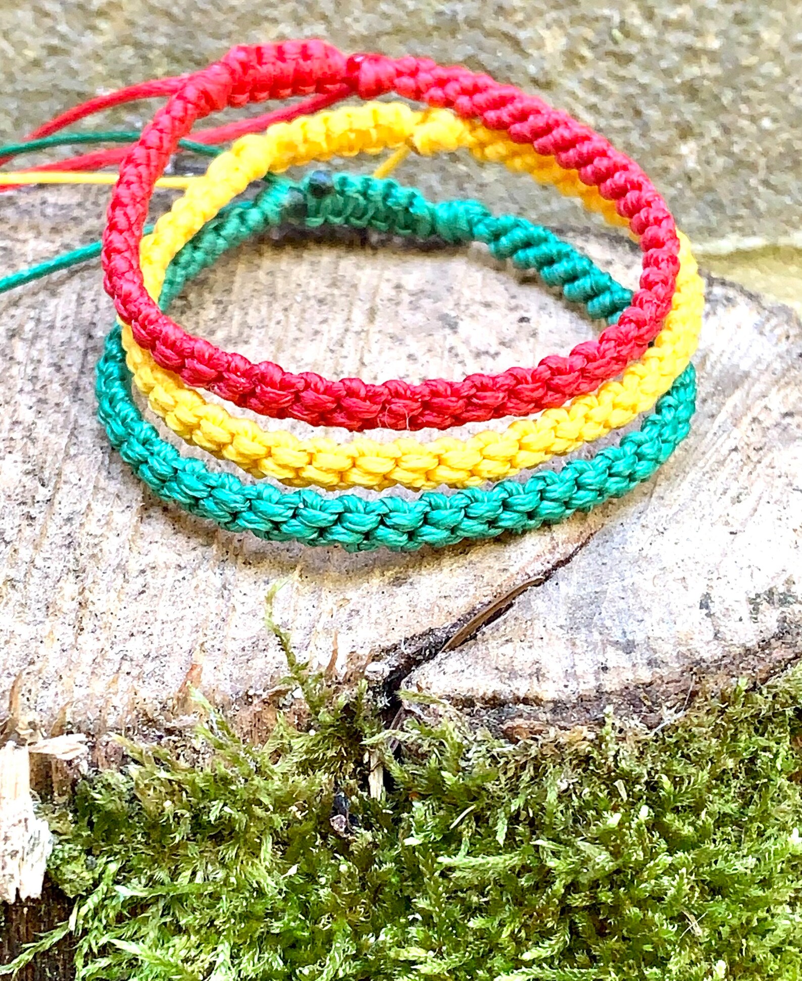 Friendship Bracelets/3 Pcs Set/red Yellow Green Bracelets/reggae ...