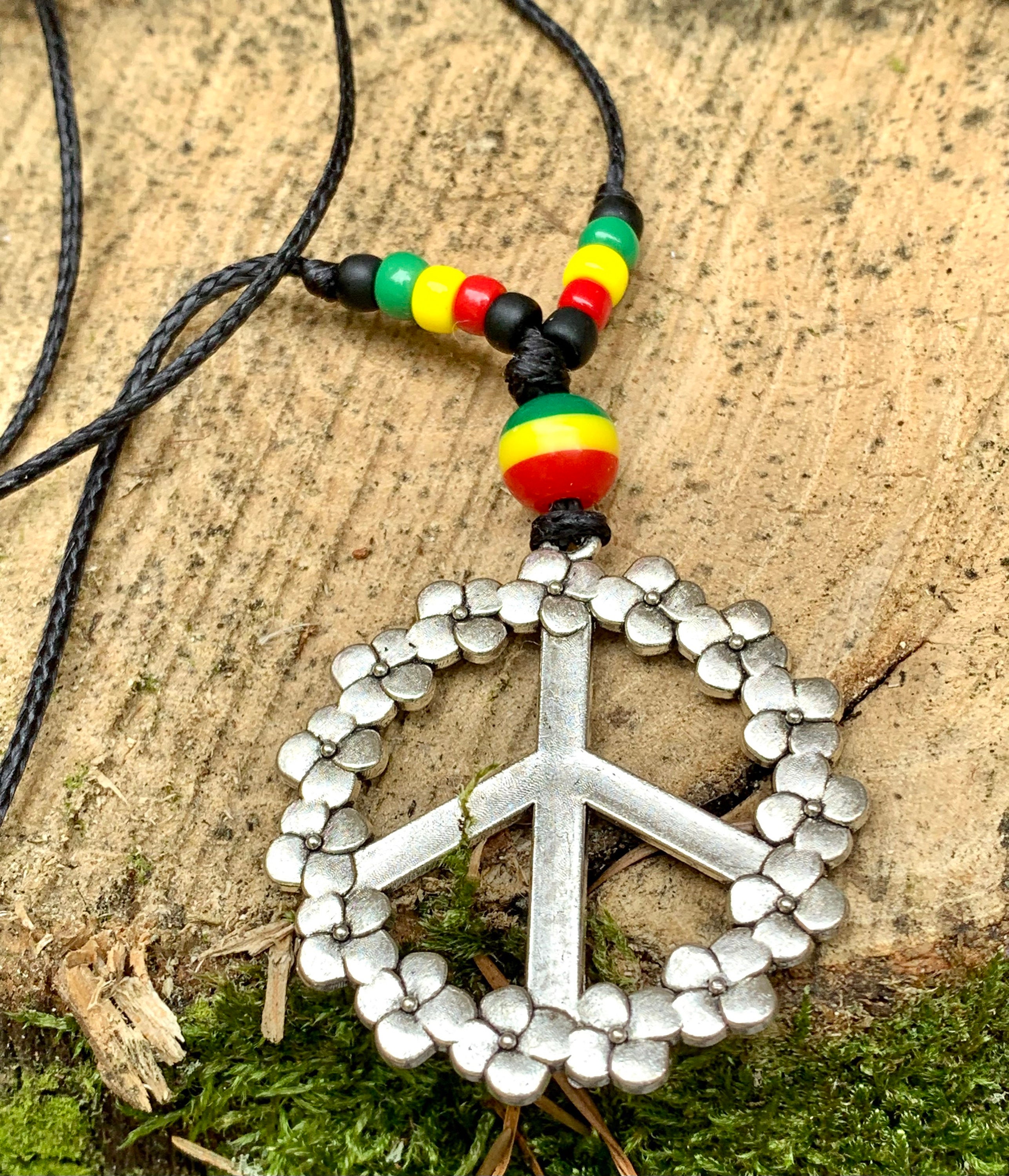 Peace Sign Necklace/peace Sign Pendant/peace Symbol/reggae Pendant ...