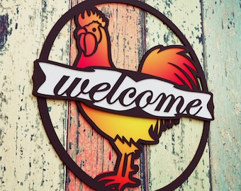 Welcome Chicken Laser Cut - Etsy