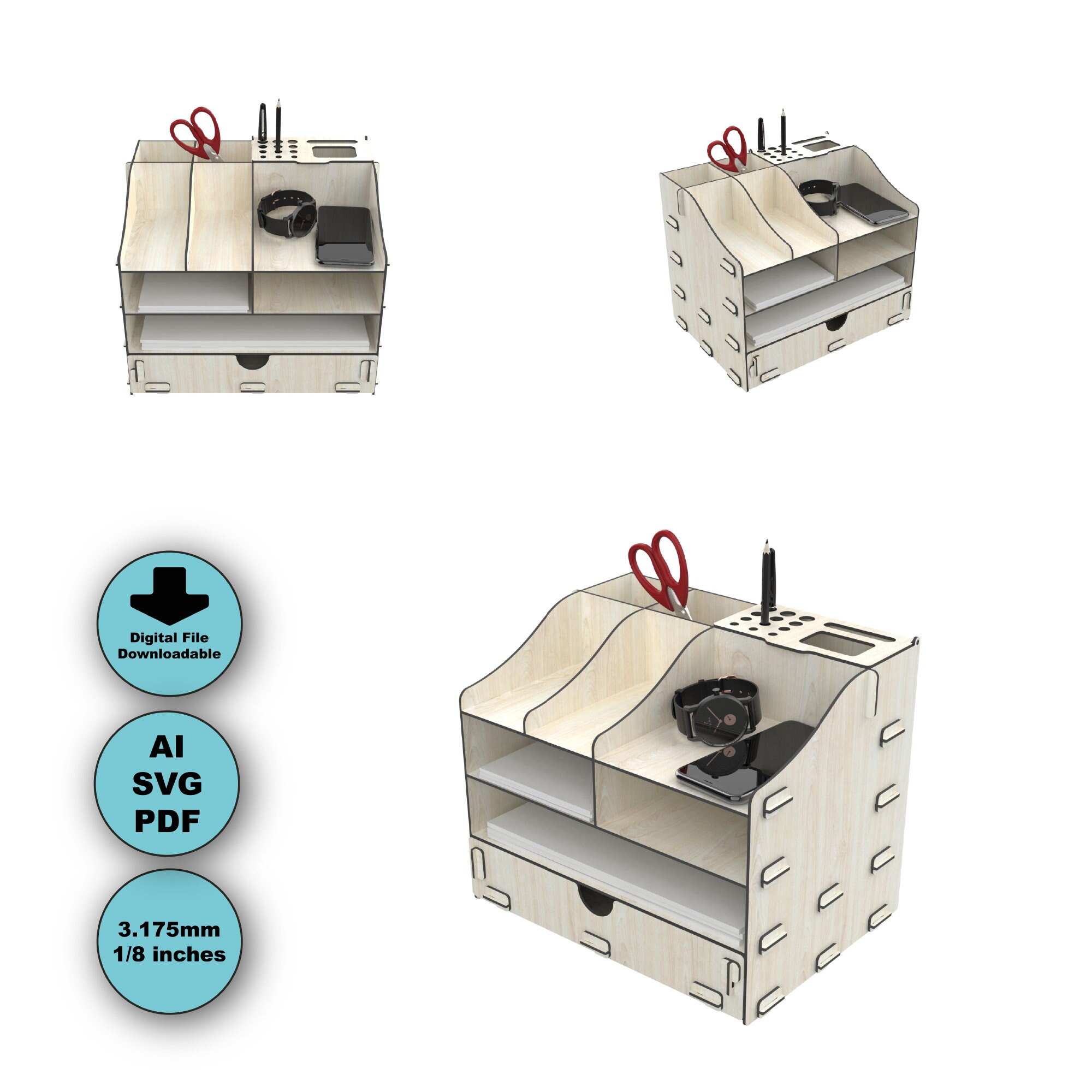 Office Storage Organizer SVG shelf and Drawer for Organizing - Etsy