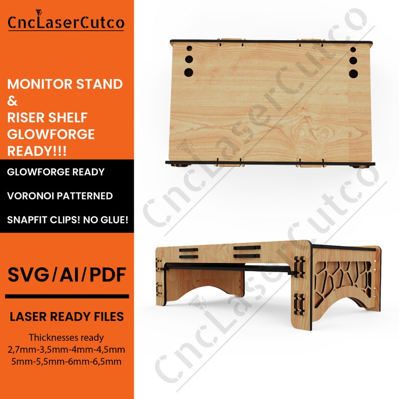 Monitor Stand SVG, Laptop Stand Laser Cut File, Monitor Riser SVG ...