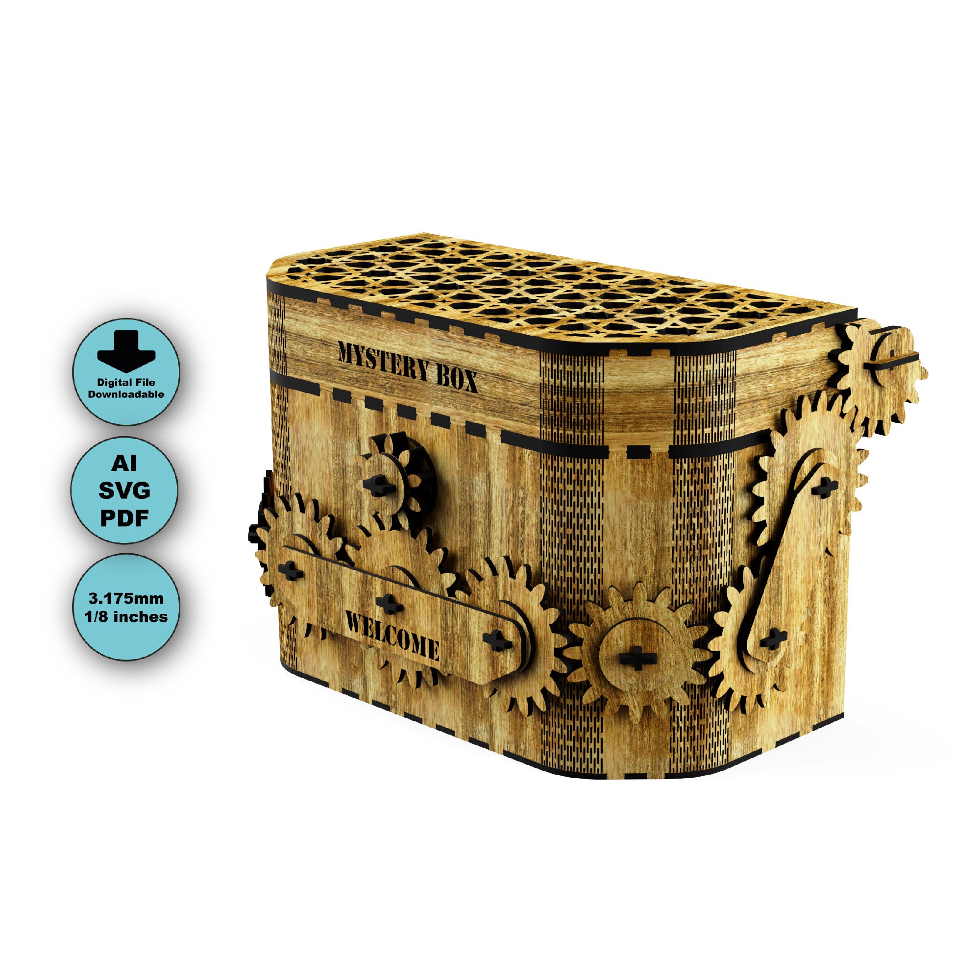 Mechanic Mystery Box SVG, Laser Cut Box SVG, Ready for Glowforge ...