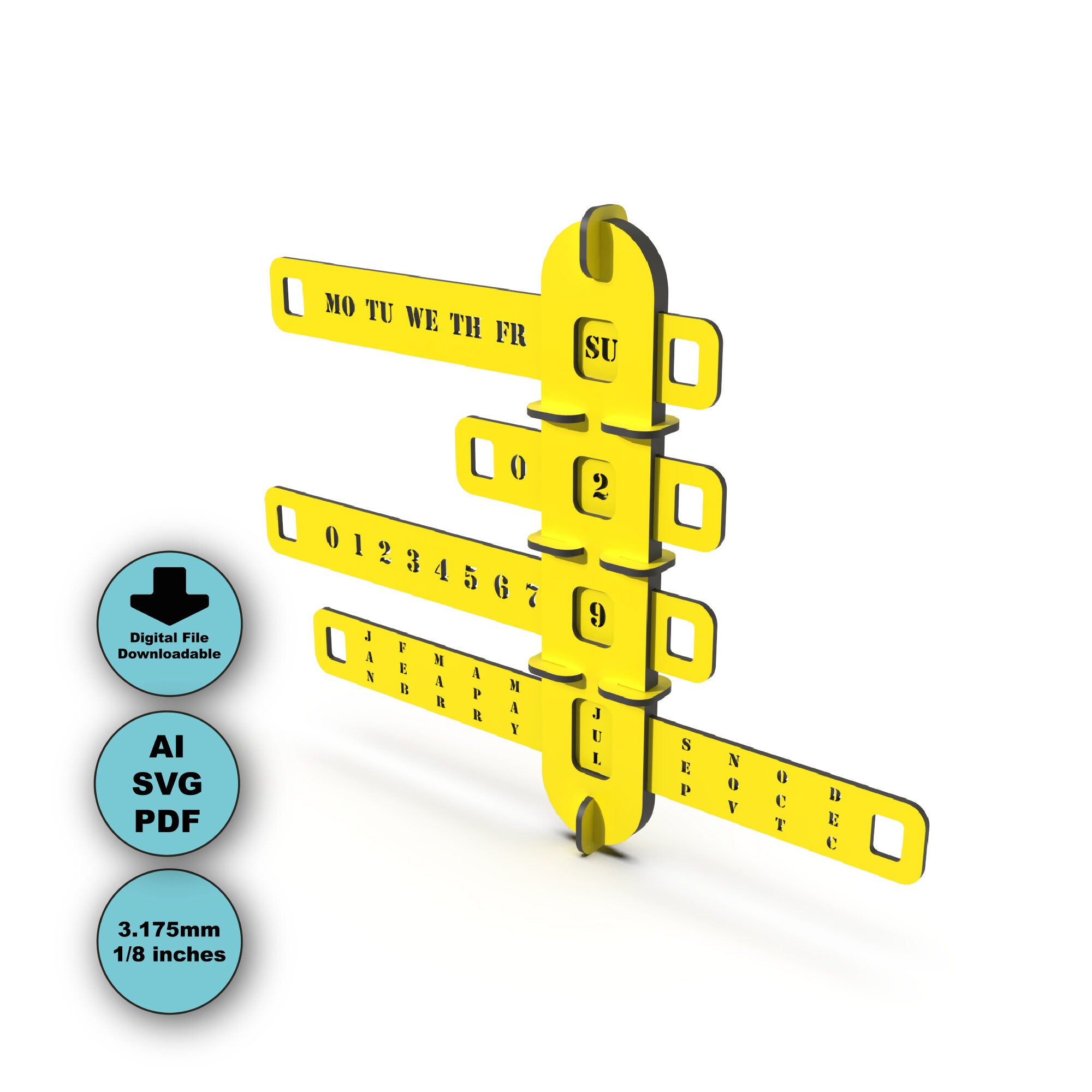 DIY Infinite Calendar Puzzle Svg , Glowforge Ready Calendar Svg ...