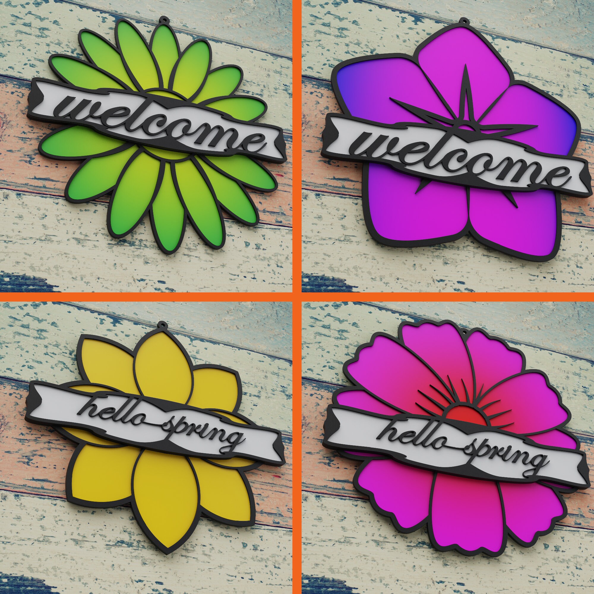 Multilayer Sign SVG Bundle, Multilayer Laser Cut File, Front Door Sign ...