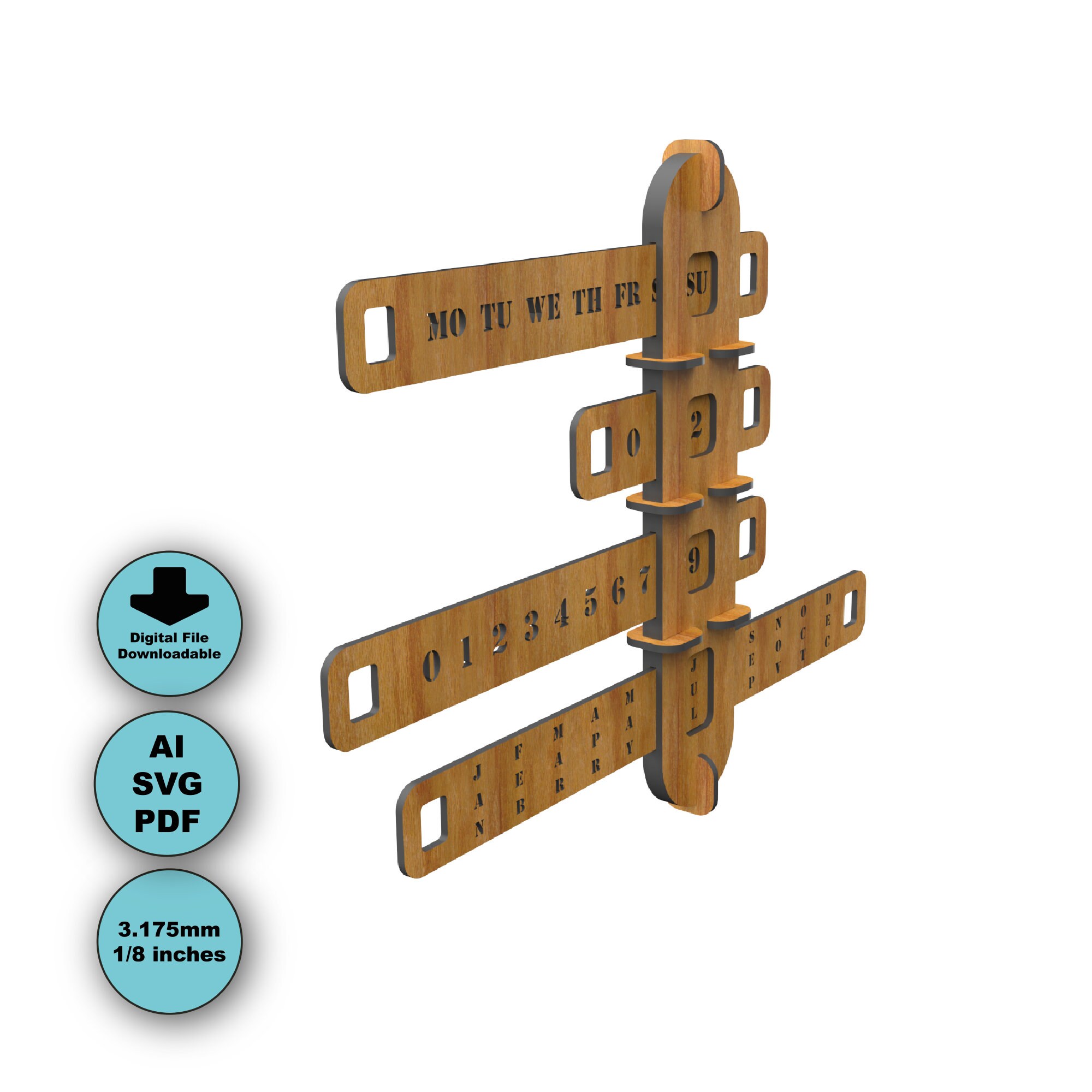 DIY Infinite Calendar Puzzle Svg , Glowforge Ready Calendar Svg ...