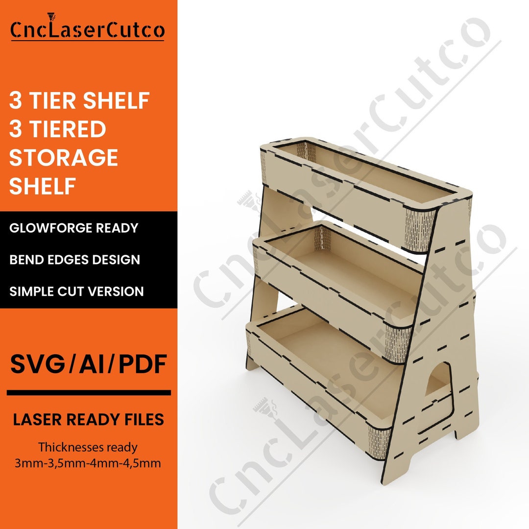 3 Tier Shelf SVG, Display Stand SVG, Storage Shelf Vector File, Laser ...