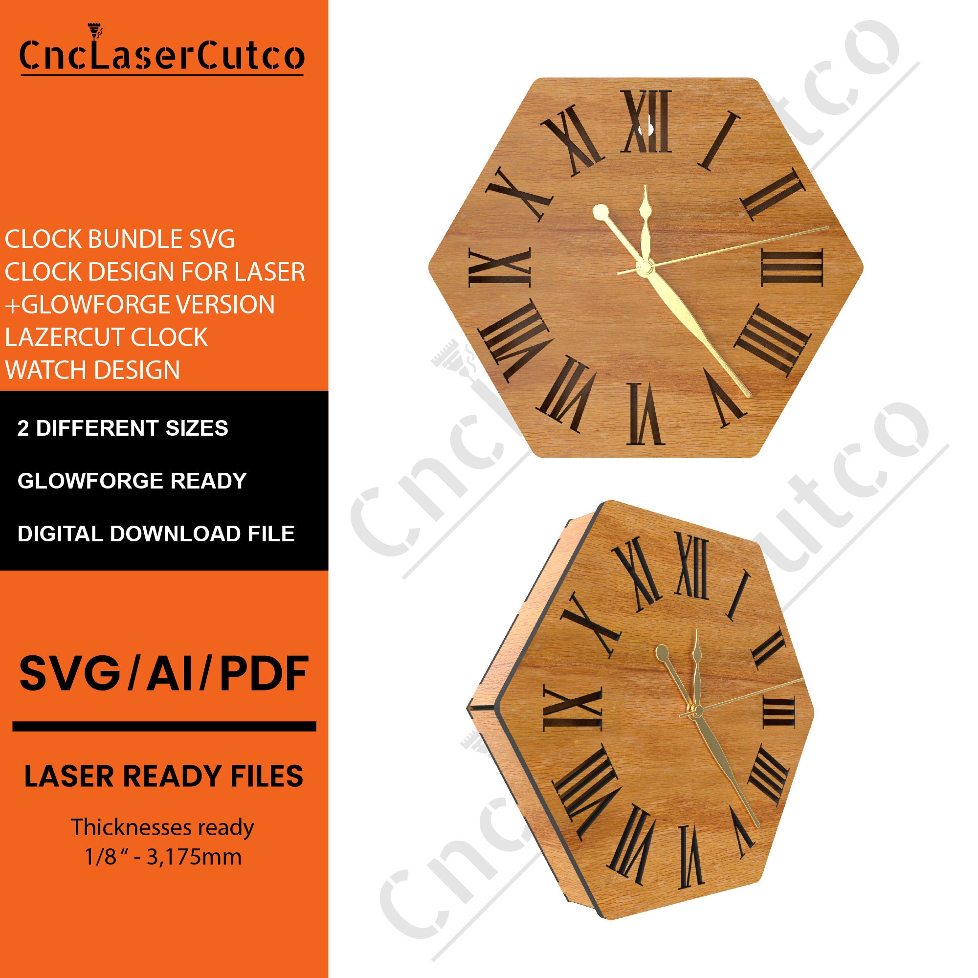 Laser Cut Hexagon Wall Clock Svg File Wall Clock Vector - Etsy