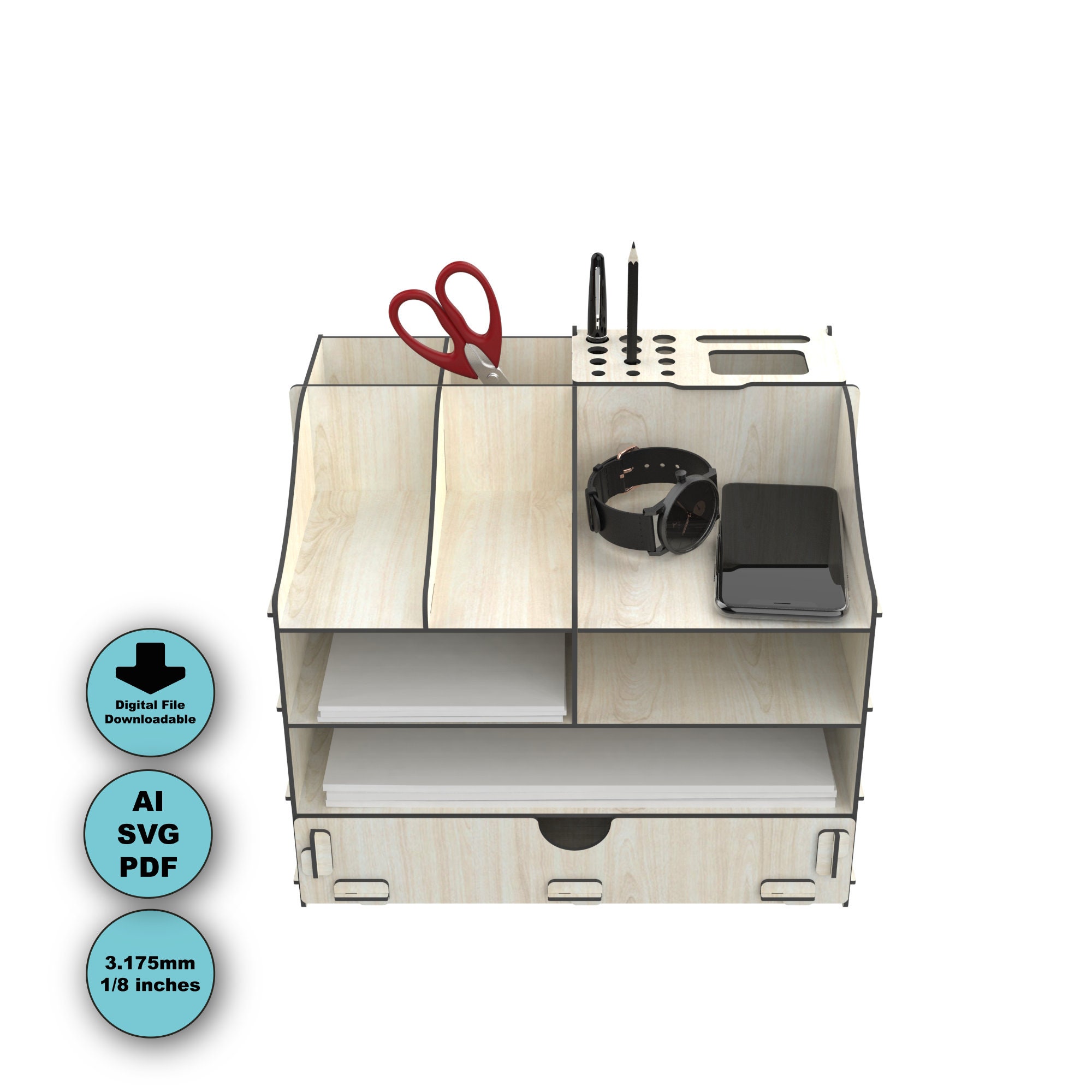 Office Storage Organizer SVG shelf and Drawer for Organizing - Etsy