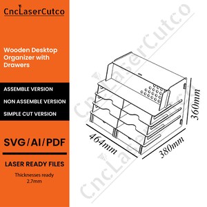 Desk Organizer Laser Cut SVG Bundle, Office Storage SVG, Laser Cut File ...