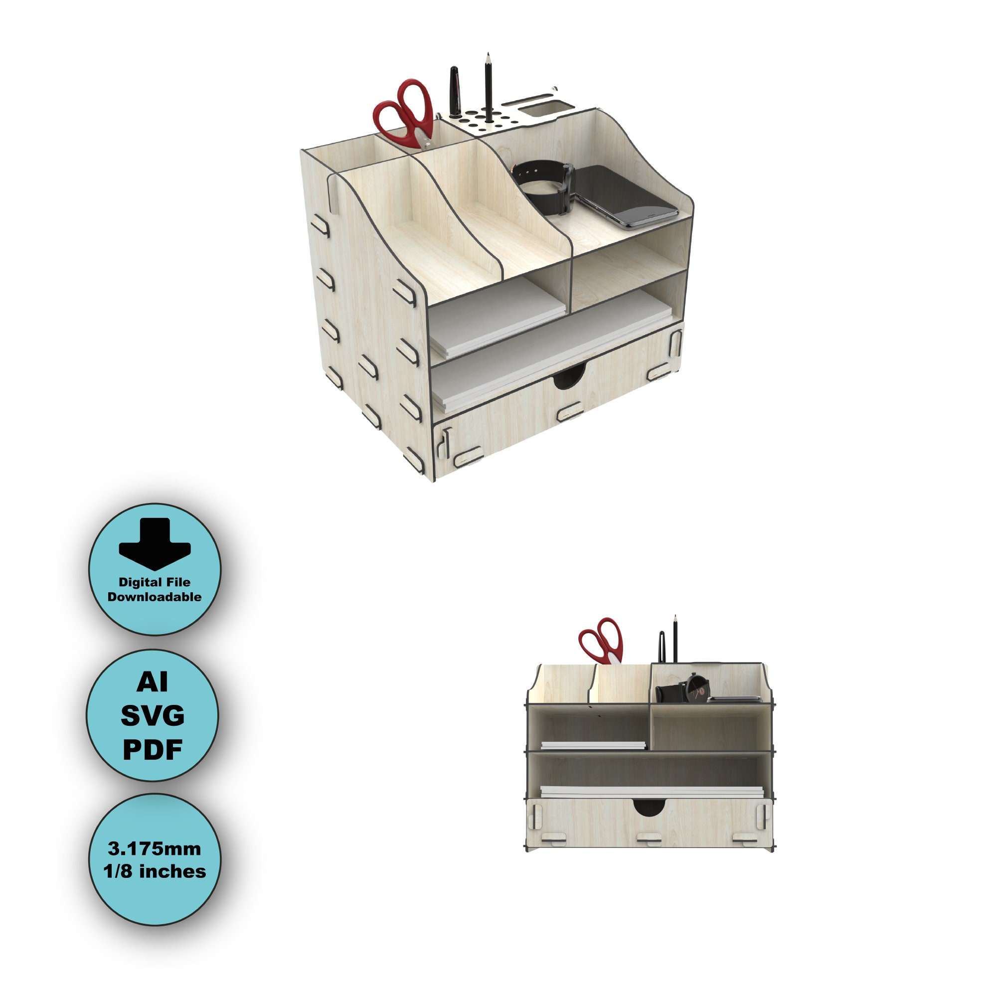 Office Storage Organizer SVG shelf and Drawer for Organizing - Etsy