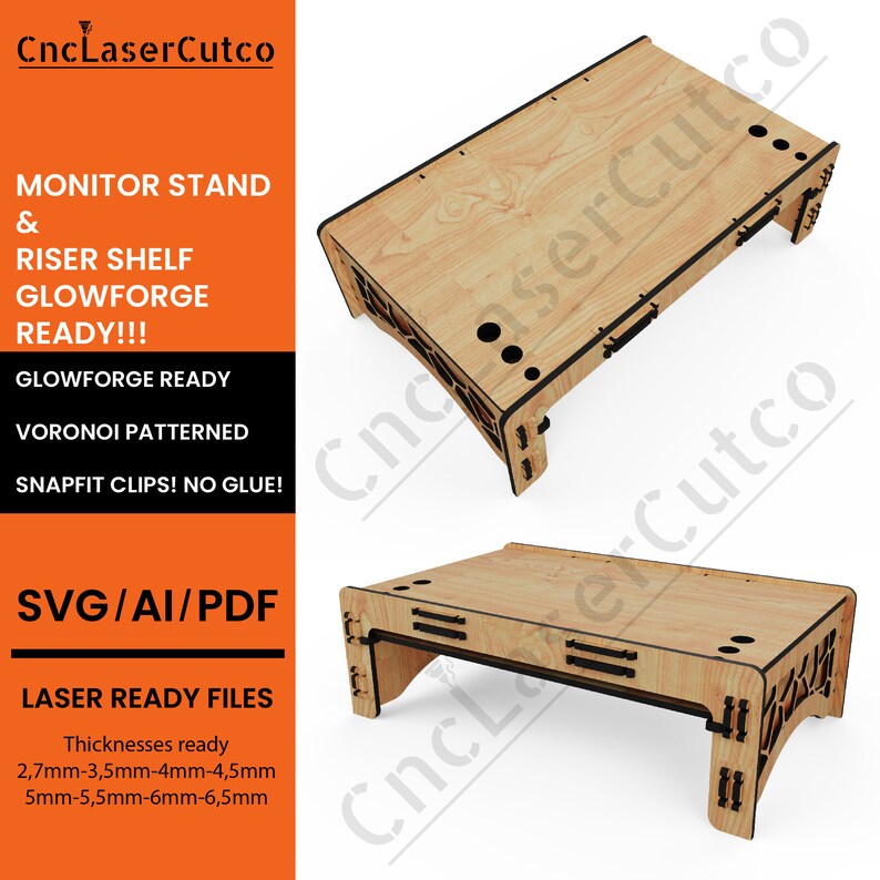 Monitor Stand SVG Laptop stand laser cut file Monitor Riser - Etsy México