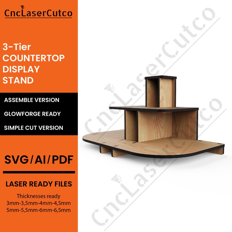 3-tier Countertop Display Stand SVG Laser Cut Jewelry Display - Etsy